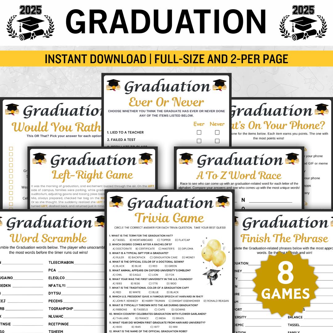 Printable Graduation Party Games, Graduation Games Bundle, Graduation ...
