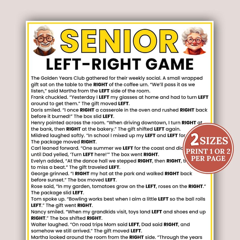 Senior Left Right Game, Games for Senior Citizens, Pass the Gift Game ...
