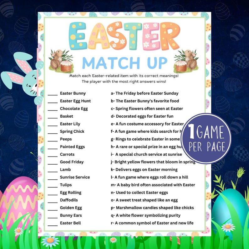 Easter Candy Match up Game, Easter Trivia Quiz, Printable Easter ...