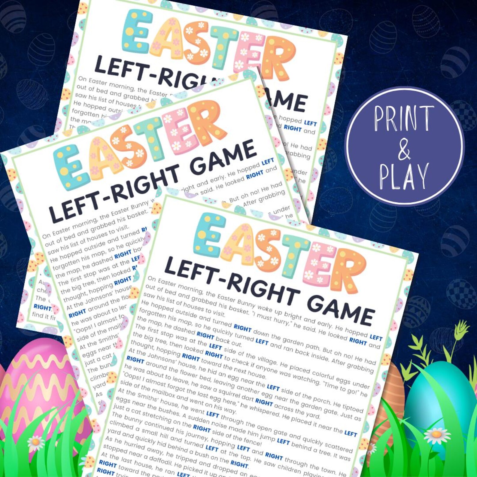 Easter Left Right Game, Printable Easter Sunday Games, Pass the Prize ...