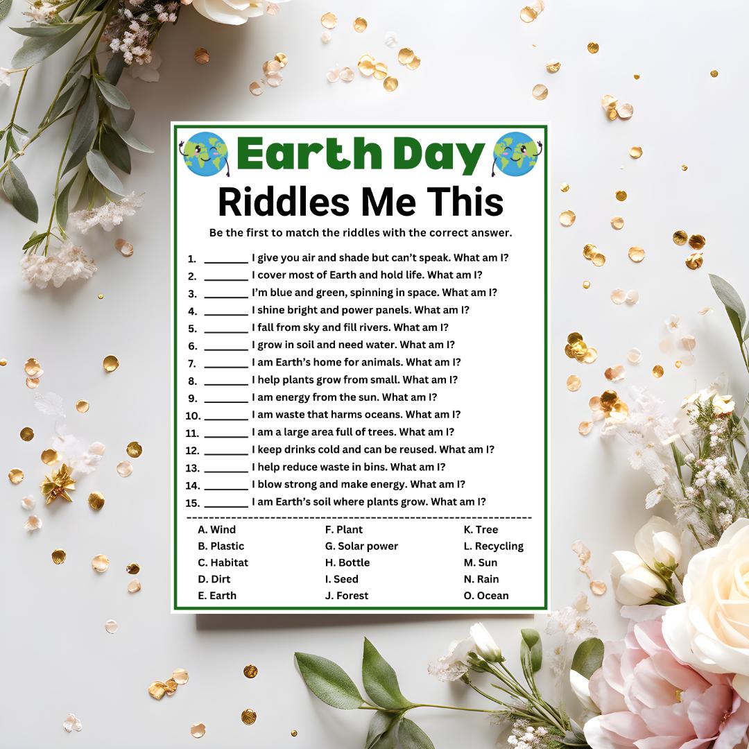 Earth Day Riddles Game, Riddle Me This, Earth Day Activity, Jokes Game ...