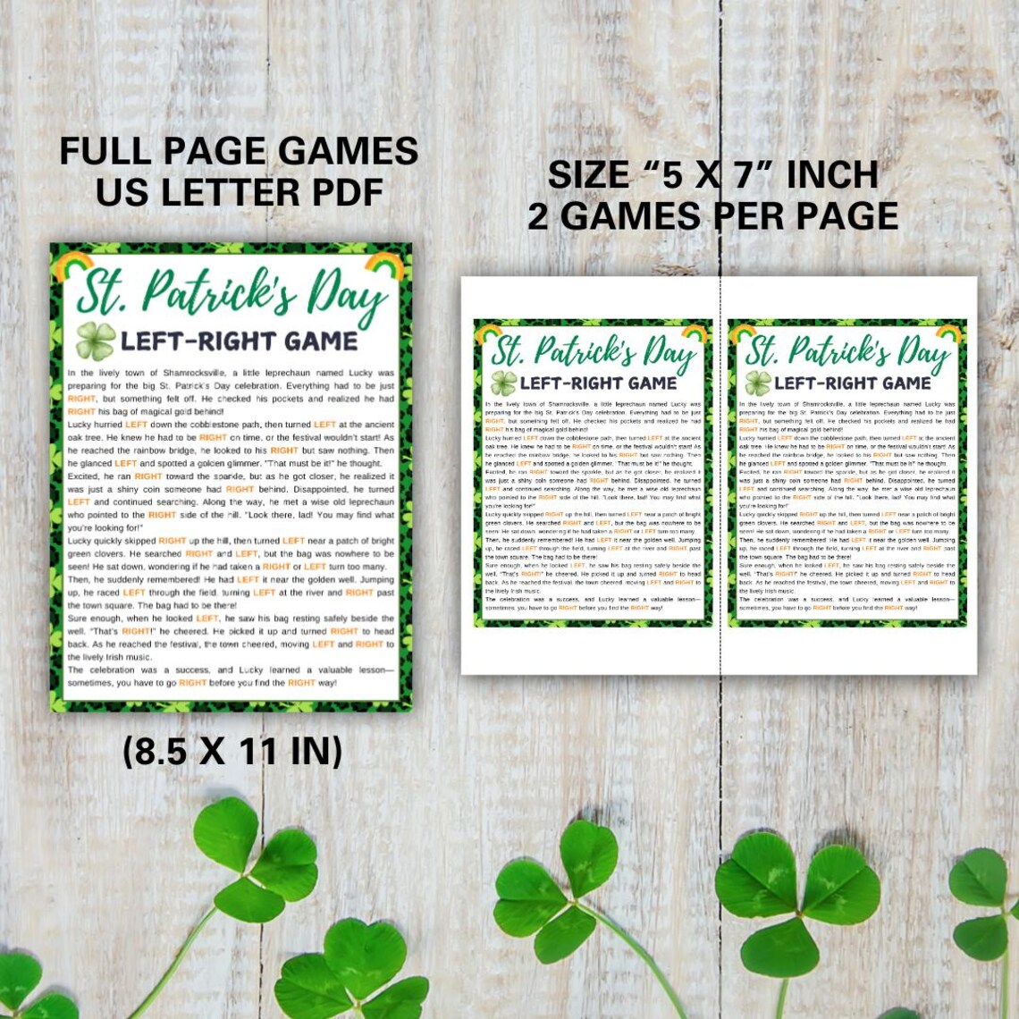 St. Patrick’s Day Left Right Game, Printable Saint Patricks Games, Pass ...