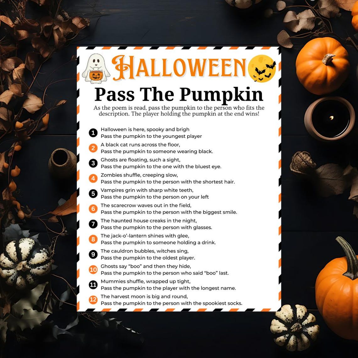 Pass the Pumpkin Halloween Game, Pass the Gift, Party Game, Printable ...