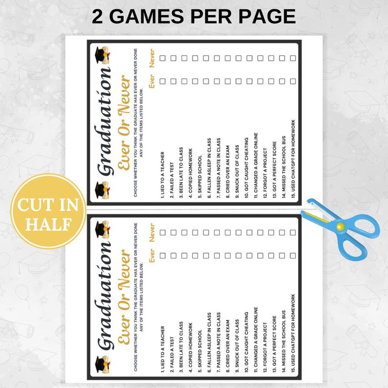 Graduation Party Games Never Have I Ever, Grad Party Games, Fun ...