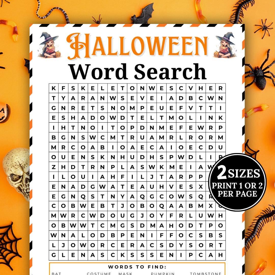 Halloween Word Search Game, Printable Halloween Games, Fun Halloween ...