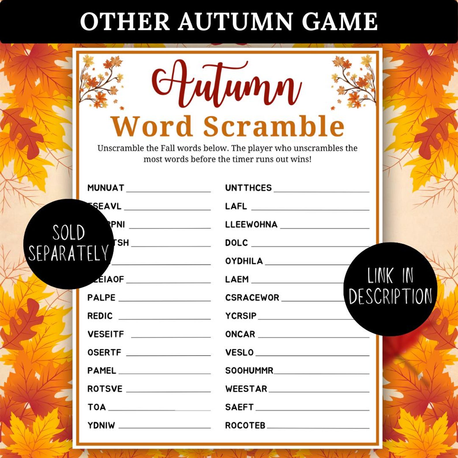 Fall This or That Game, Printable Would You Rather Game, Autumn Games ...