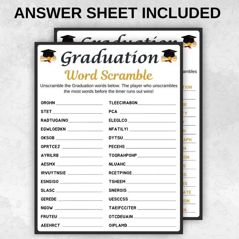 Graduation Word Scramble Game, Graduation Games, Graduation Word ...