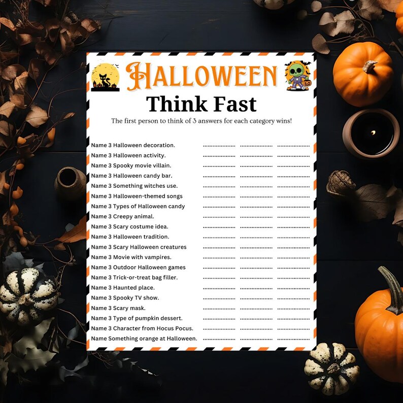 Halloween Think Fast Game, Halloween Games, Think Quick, Halloween ...