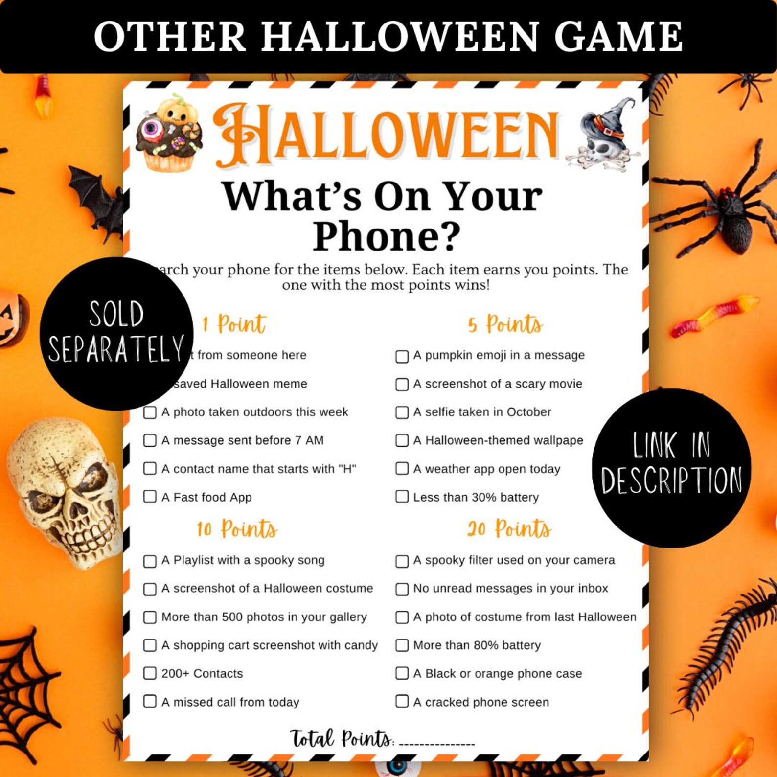 Halloween Selfie Scavenger Hunt Game, Printable Halloween Party Games ...