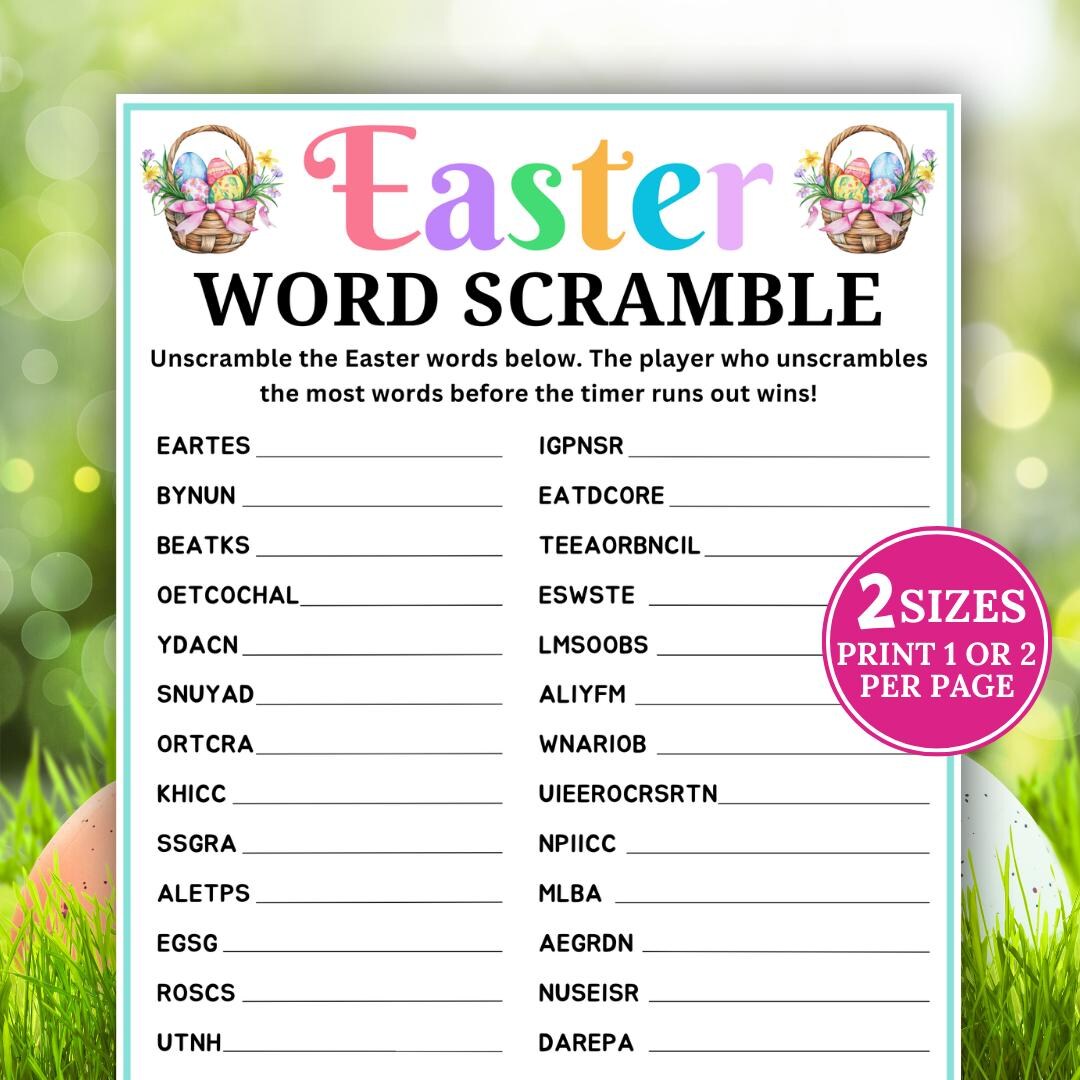 Easter Word Scramble Game, Printable Easter Game, Word Unscramble ...