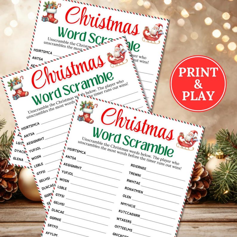 Christmas Word Scramble Game, Printable Christmas Game, Word Unscramble ...