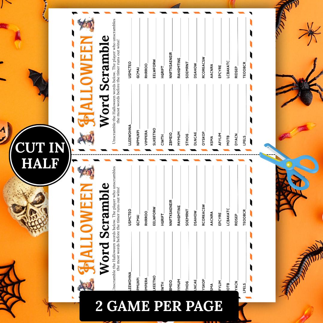 Halloween Word Scramble Game, Printable Halloween Party Games, Word ...