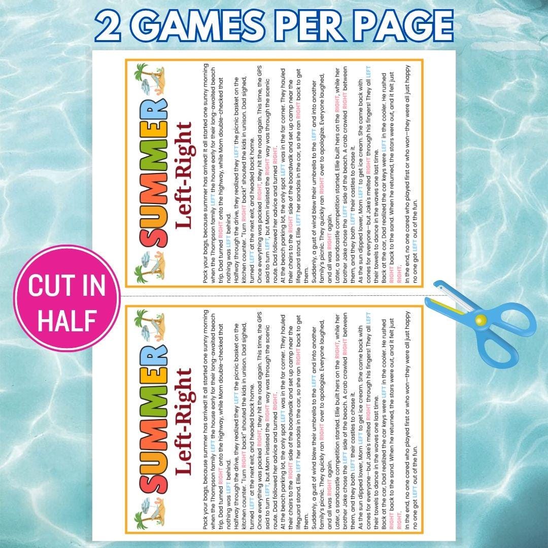 Summer Left Right Game, Pass the Prize Gift Exchange Game, Family ...