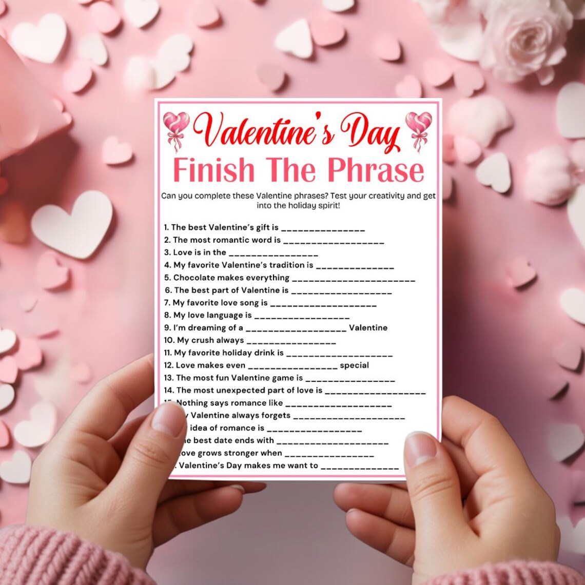 Valentine's Day Finish the Phrase Game, Printable Party Games ...