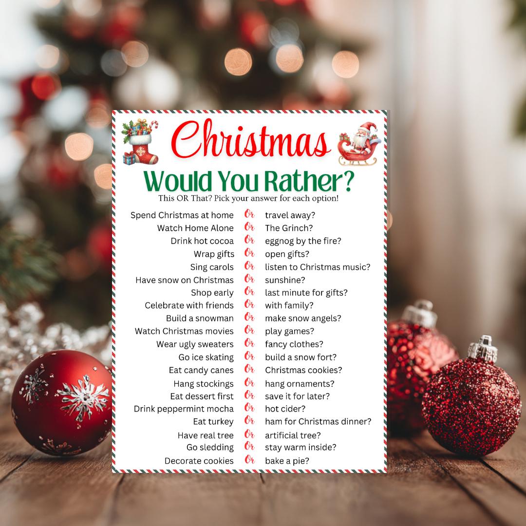 Christmas This or That Game, Printable Would You Rather Game, Party ...