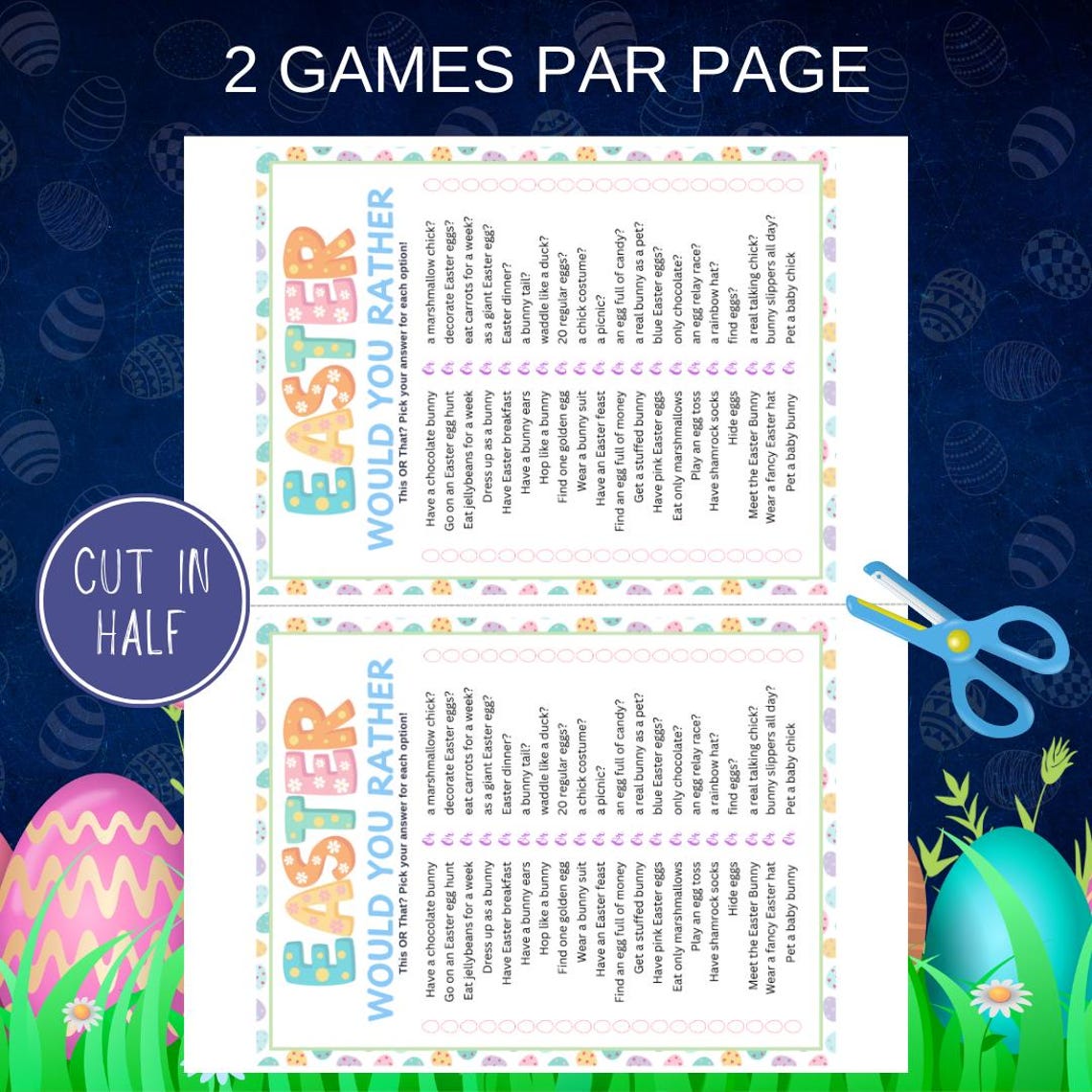 Easter Day Would You Rather Game, Printable This or That Games for Kids ...