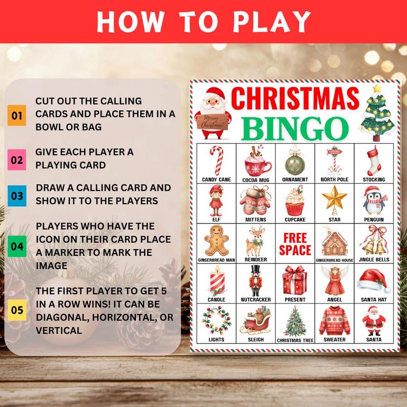 50 Christmas Bingo Cards, Christmas Bingo Game, Christmas Party Game ...