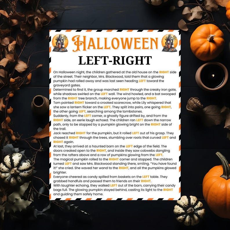 Halloween Left Right Game, Pass the Pumpkin Game, Pass the Prize Gift ...