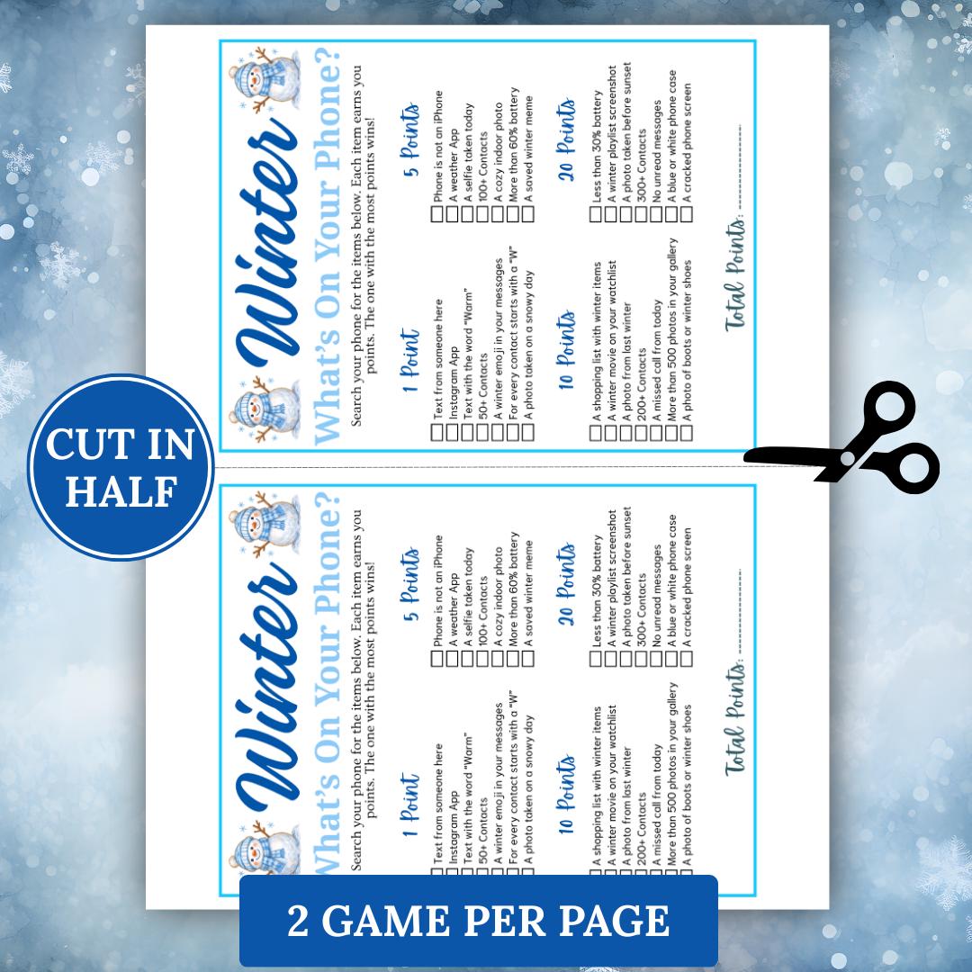 Winter Whats on Your Phone Game, Winter Party Game, Printable Family ...