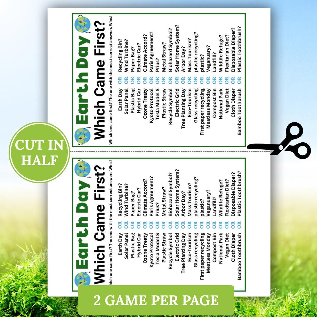 Earth Day Which Came First, Earth Day Trivia Game, Environmental ...