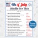 4th of July Riddle Game, Printable 4th of July Party Games, Patriotic ...