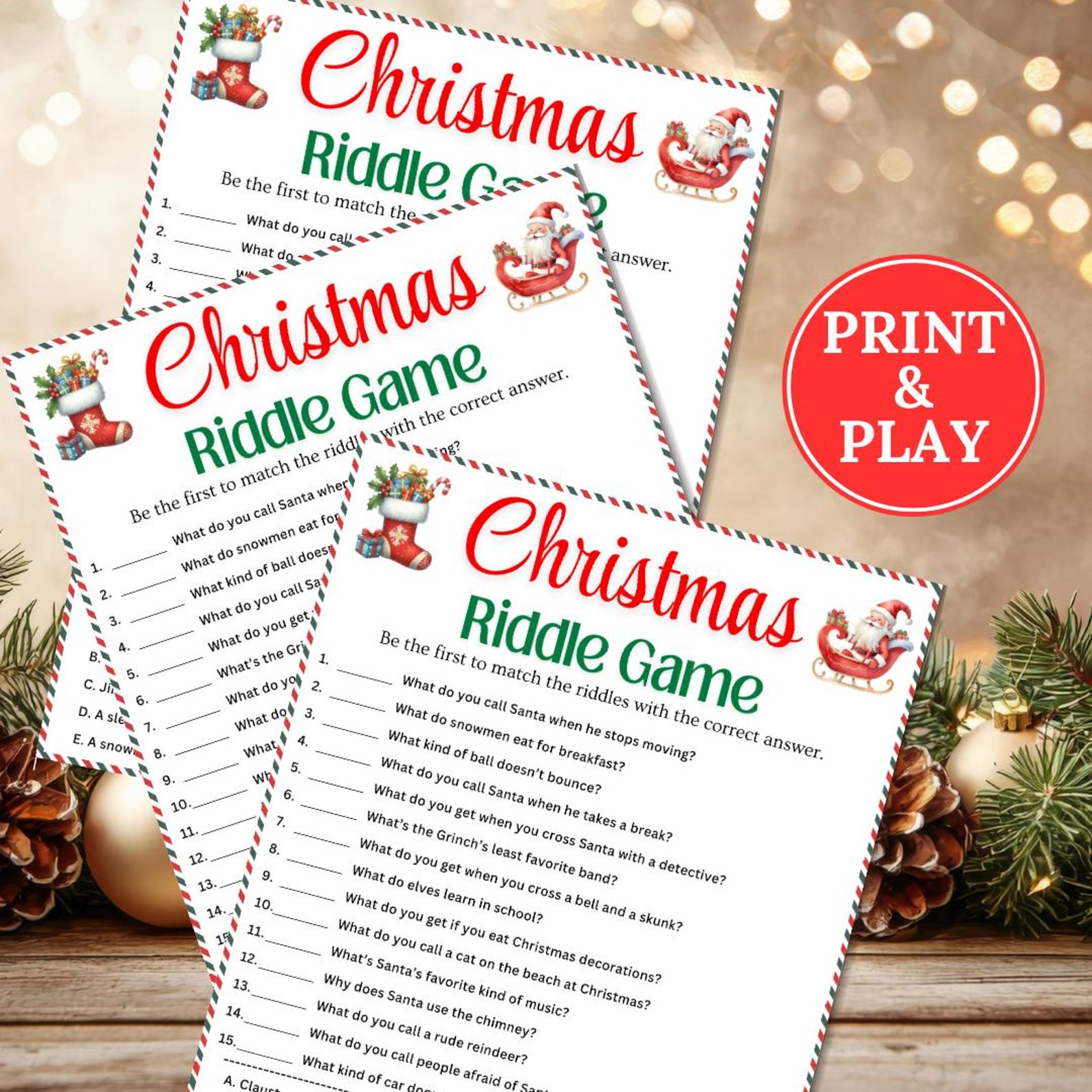Christmas Riddles Game, Christmas Riddle Me This Game, Holiday Riddles ...
