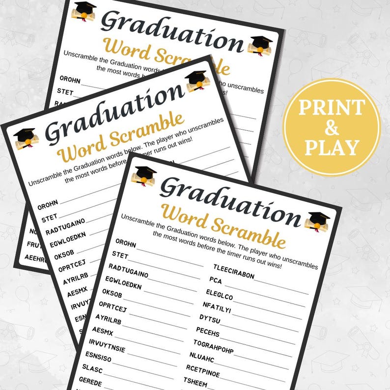 Graduation Word Scramble Game, Graduation Games, Graduation Word ...