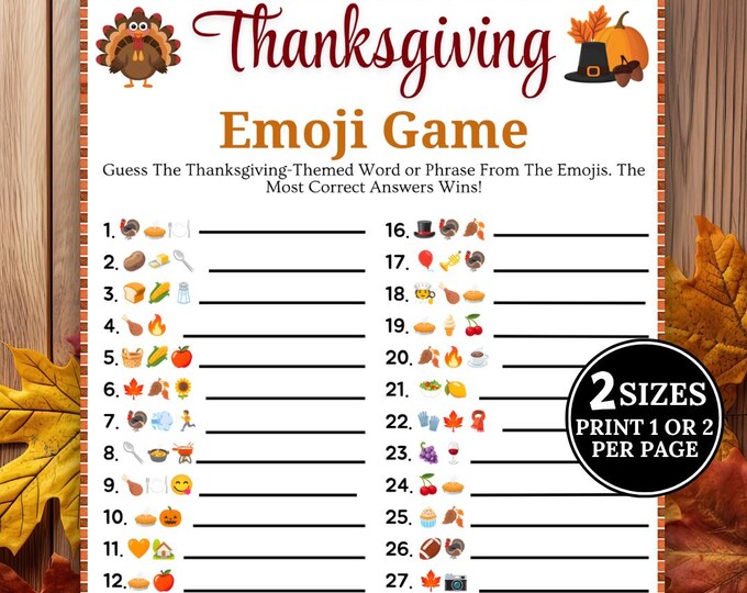 Thanksgiving Emoji Game, Thanksgiving Emoji Quiz, Emoji Guessing, Fall ...