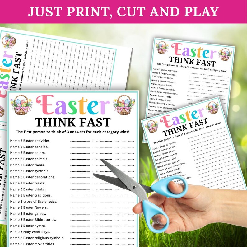 Easter Think Fast Game, Think Quick Game, Easter Trivia for Kids ...