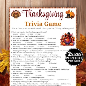 Thanksgiving Trivia Game, Printable Thanksgiving Game, Fall Games ...