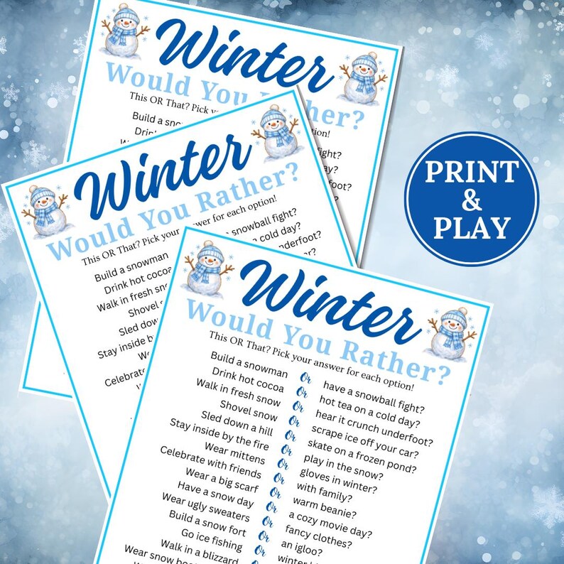 Winter This or That Game, Printable Would You Rather Game, Party Games ...