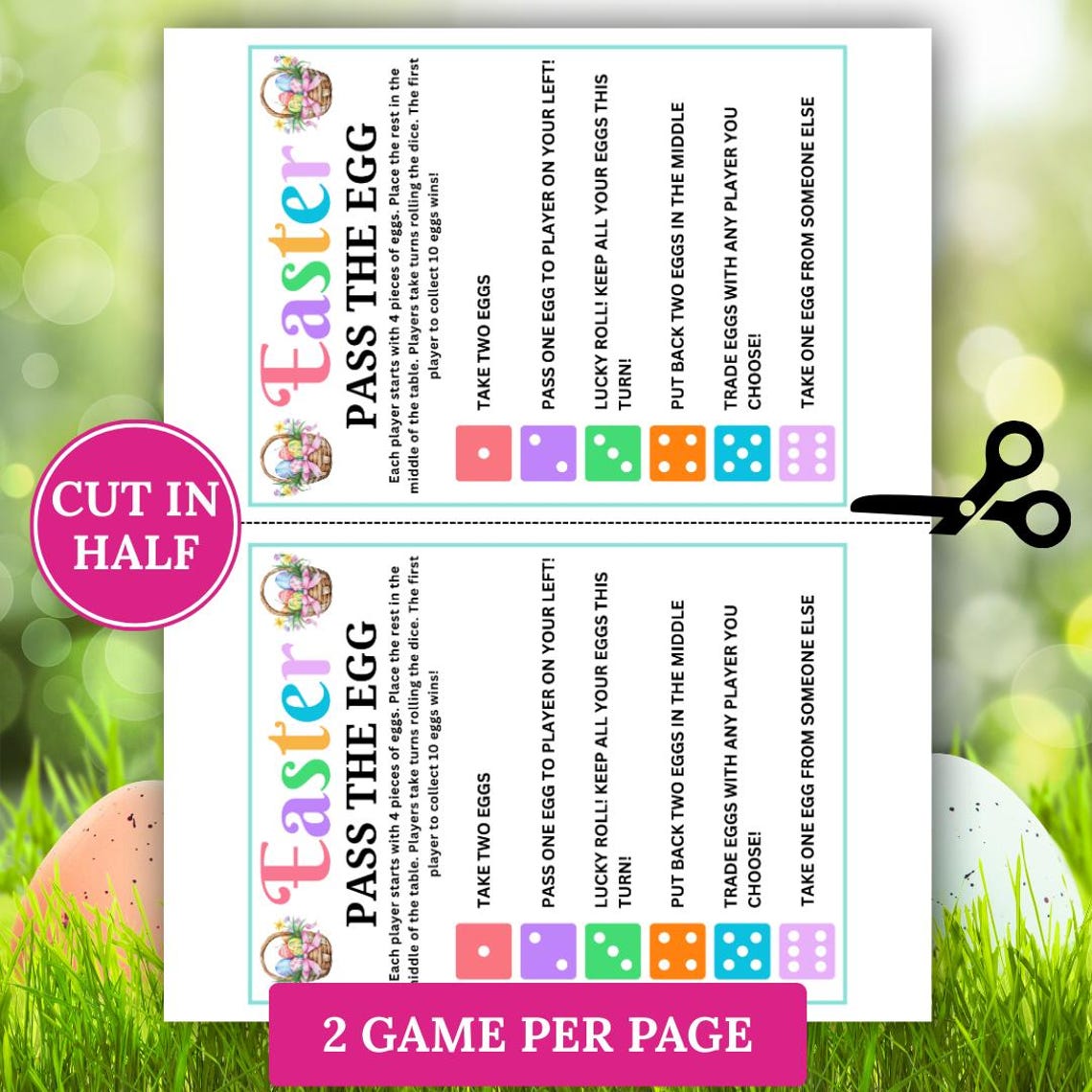 Easter Pass the Egg Game, Easter Dice Game, Easter Pass the Prize, Left ...