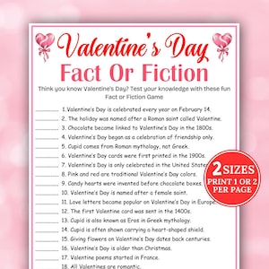 Valentine's Day Fact or Fiction Game, Valentines Party Game, True or ...