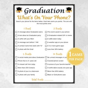 Graduation What's on Your Phone, Printable Graduation Party Game ...