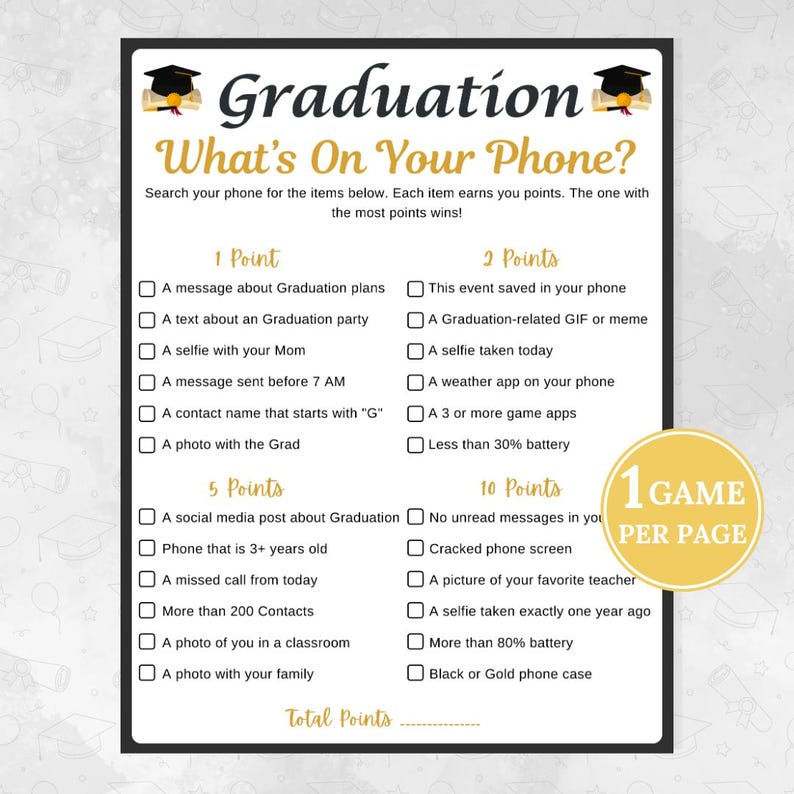 Graduation What's on Your Phone, Printable Graduation Party Game ...