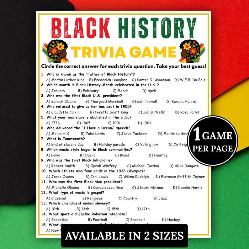 Black History Trivia Game, Black History Month, Trivia Quiz, Black ...