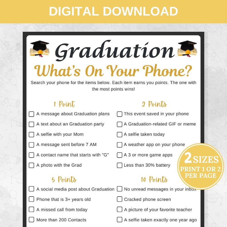 Graduation What's on Your Phone, Printable Graduation Party Game ...