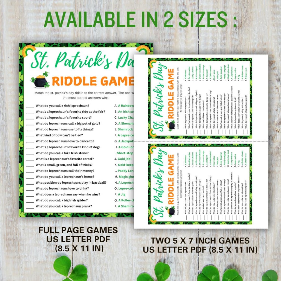 St. Patrick’s Day Riddle Game, Printable Saint Patricks Day Party Games ...