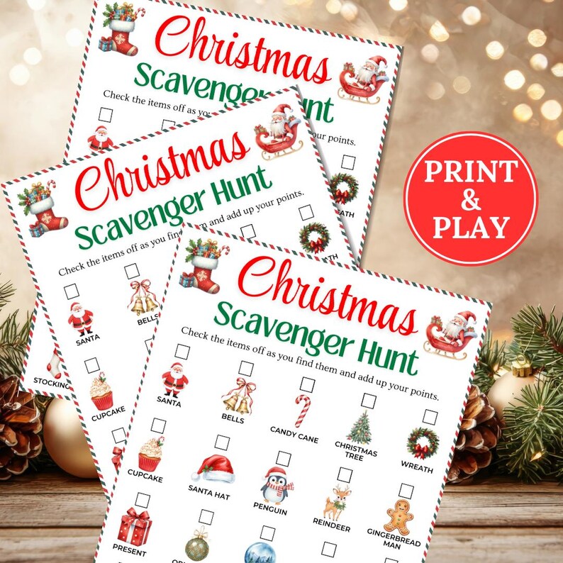 Christmas Scavenger Hunt, Printable Christmas Game, Holiday Lights Game ...