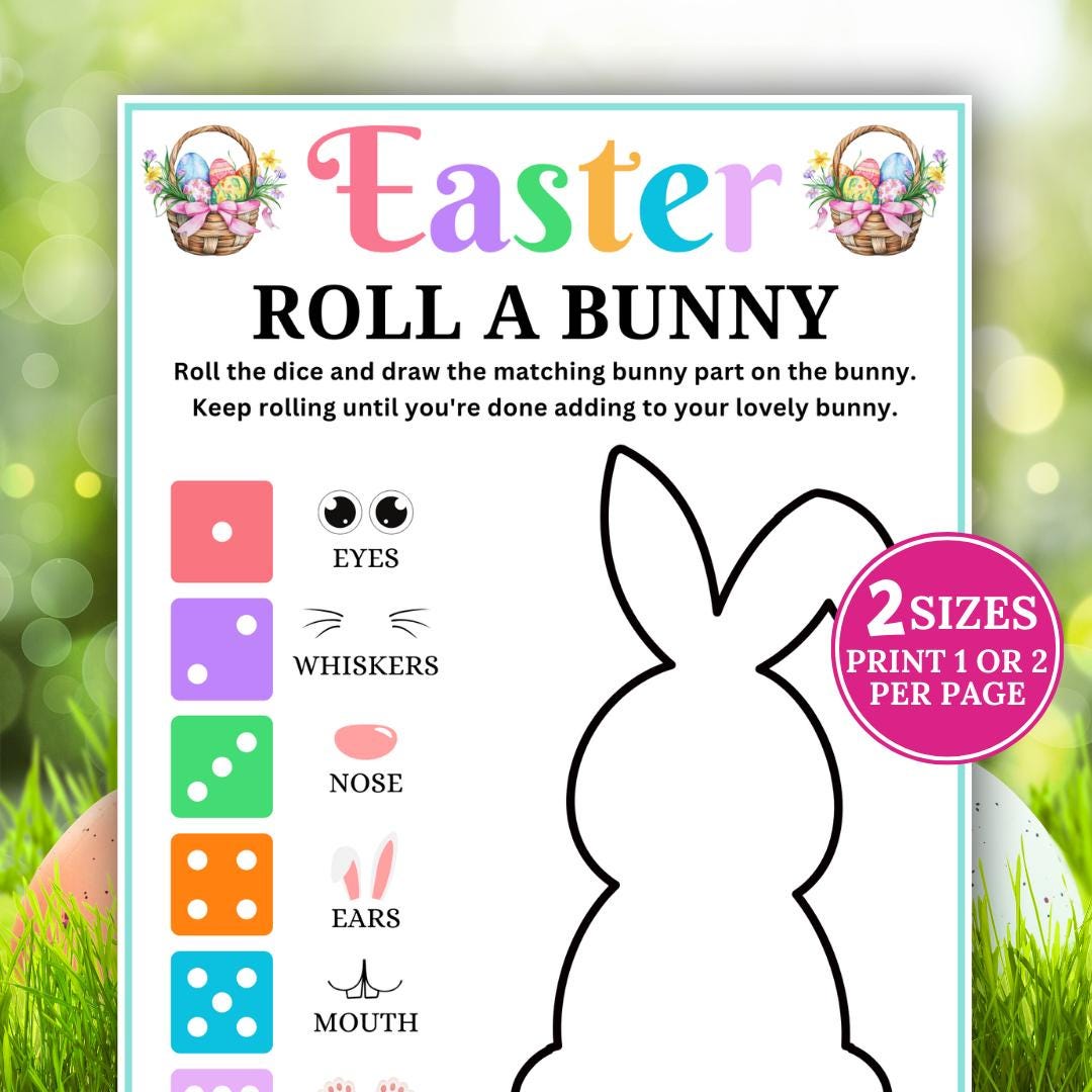Easter Roll A Bunny Game, Easter Dice Game, Easter Bunny Roll the Dice ...