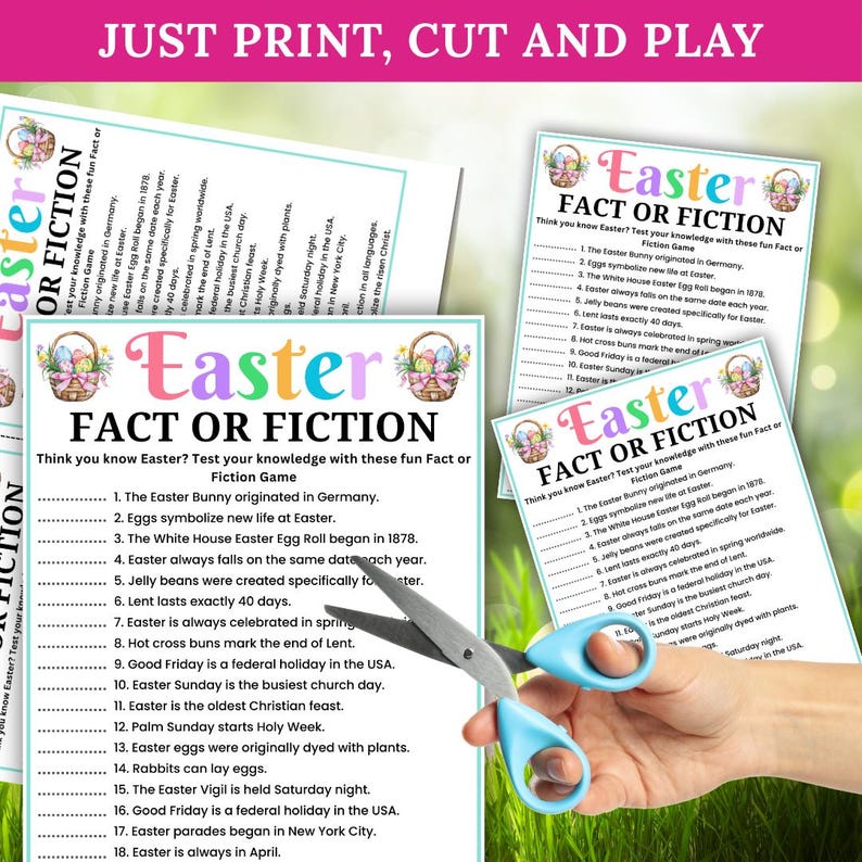 Easter Fact or Fiction Game, Easter Party Game, True or False Game ...