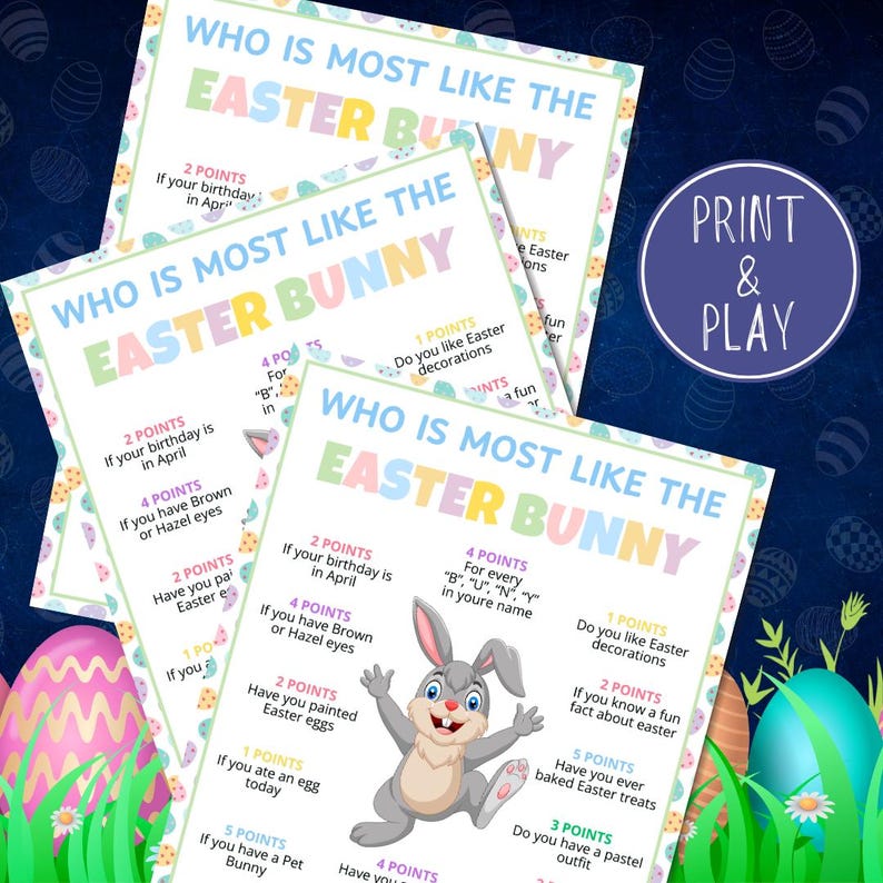 Who is Most Like the Easter Bunny Game, Printable Easter Game, Easter ...