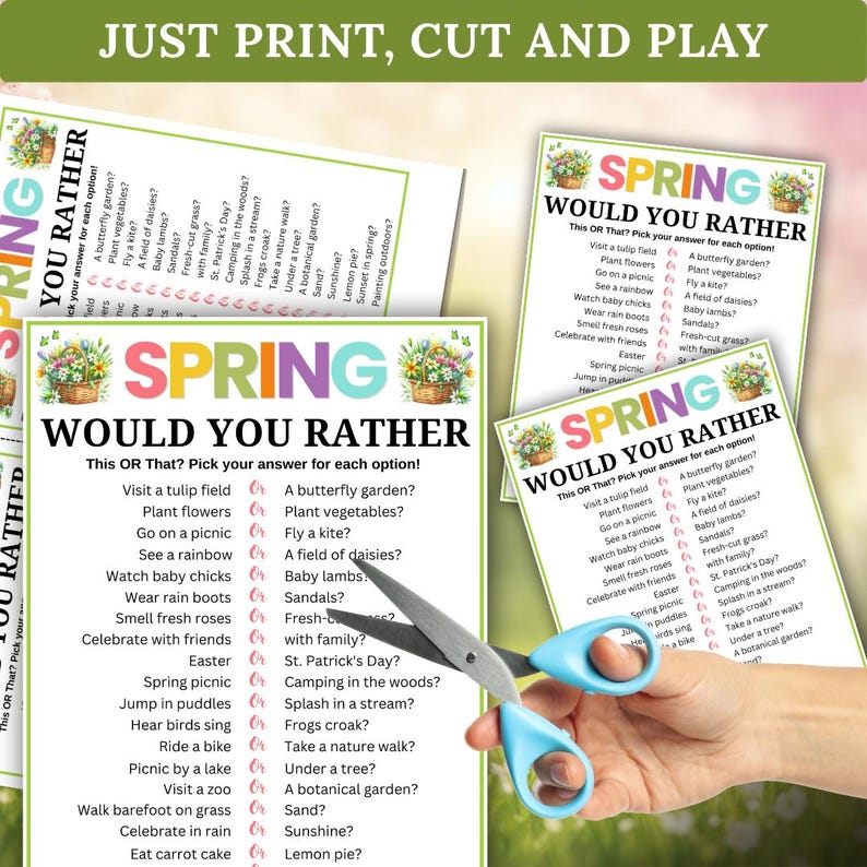 Spring This or That Game, Printable Would You Rather Game, Party Games ...