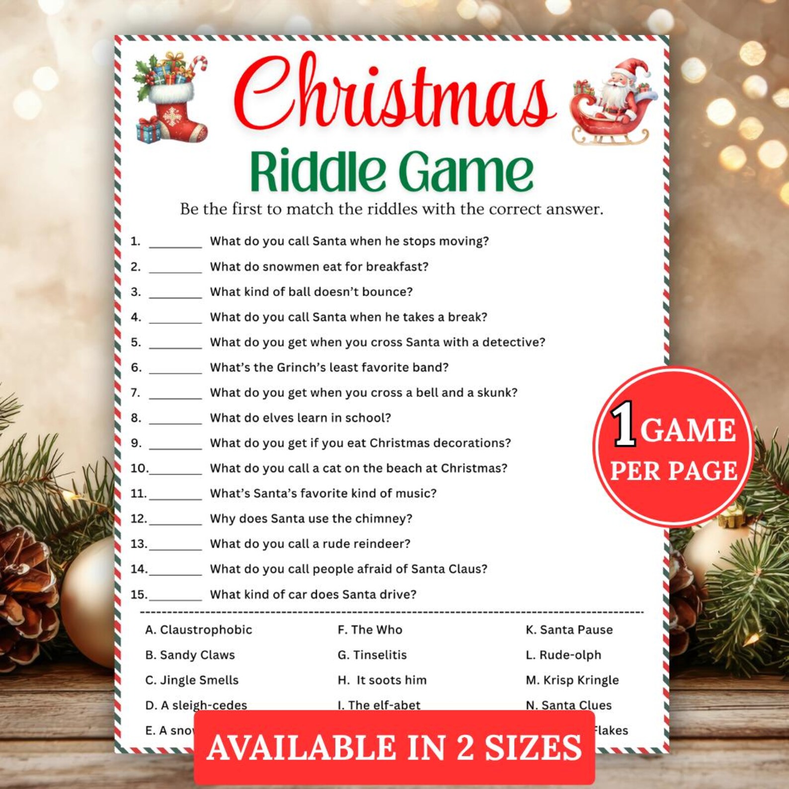 Christmas Riddles Game, Christmas Riddle Me This Game, Holiday Riddles ...