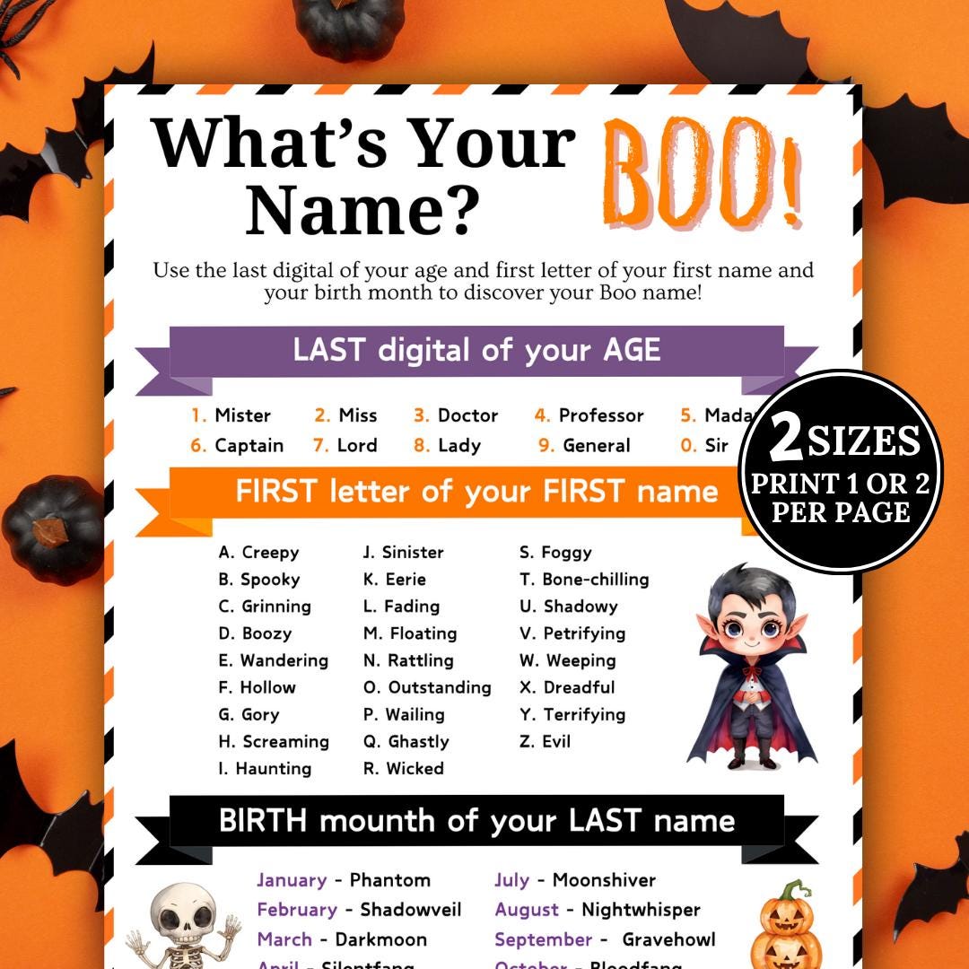 What’s Your Boo Name Game, What Your Name Game, Family & School ...