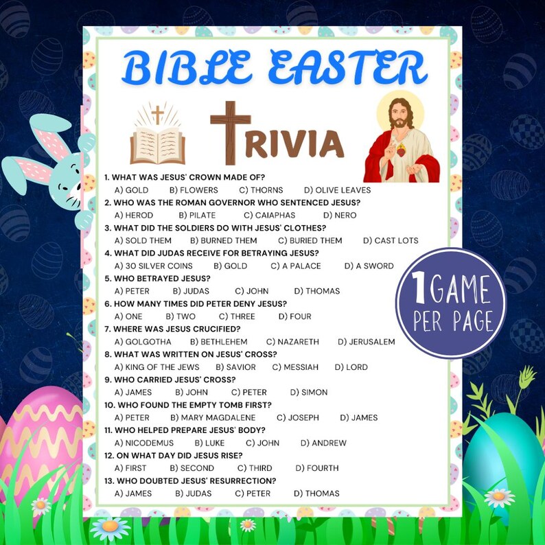 Easter Bible Trivia Game, Easter Trivia, Bible Games, Printable Trivia ...