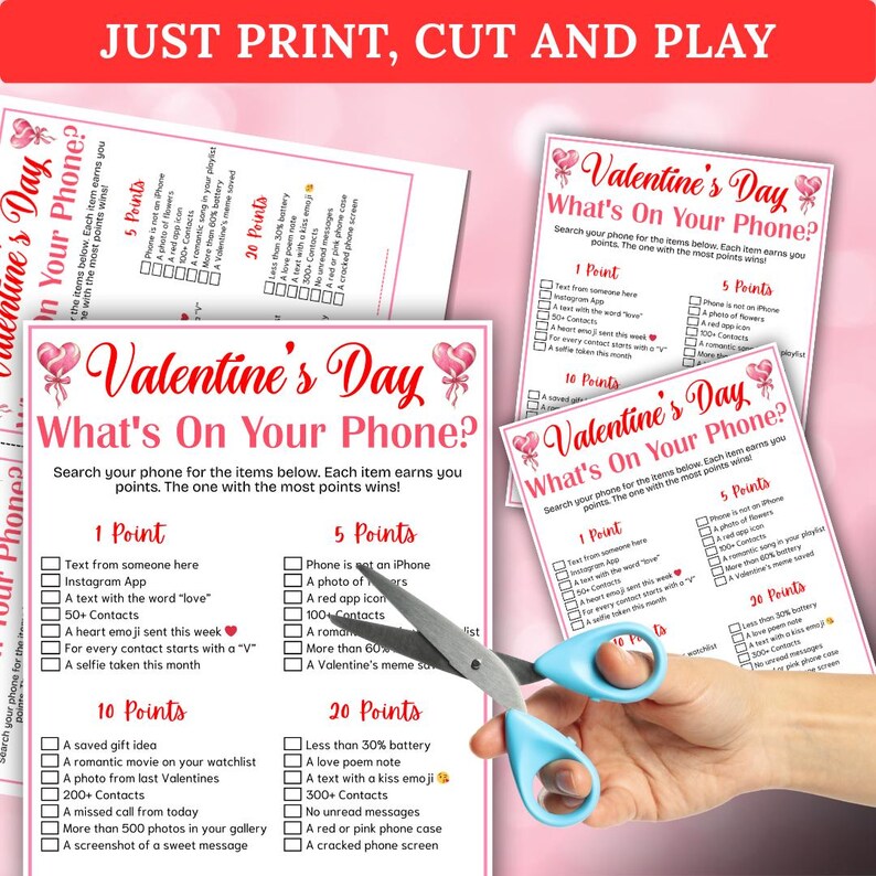 Valentines Whats on Your Phone Game, Valentines Party Game, Family ...