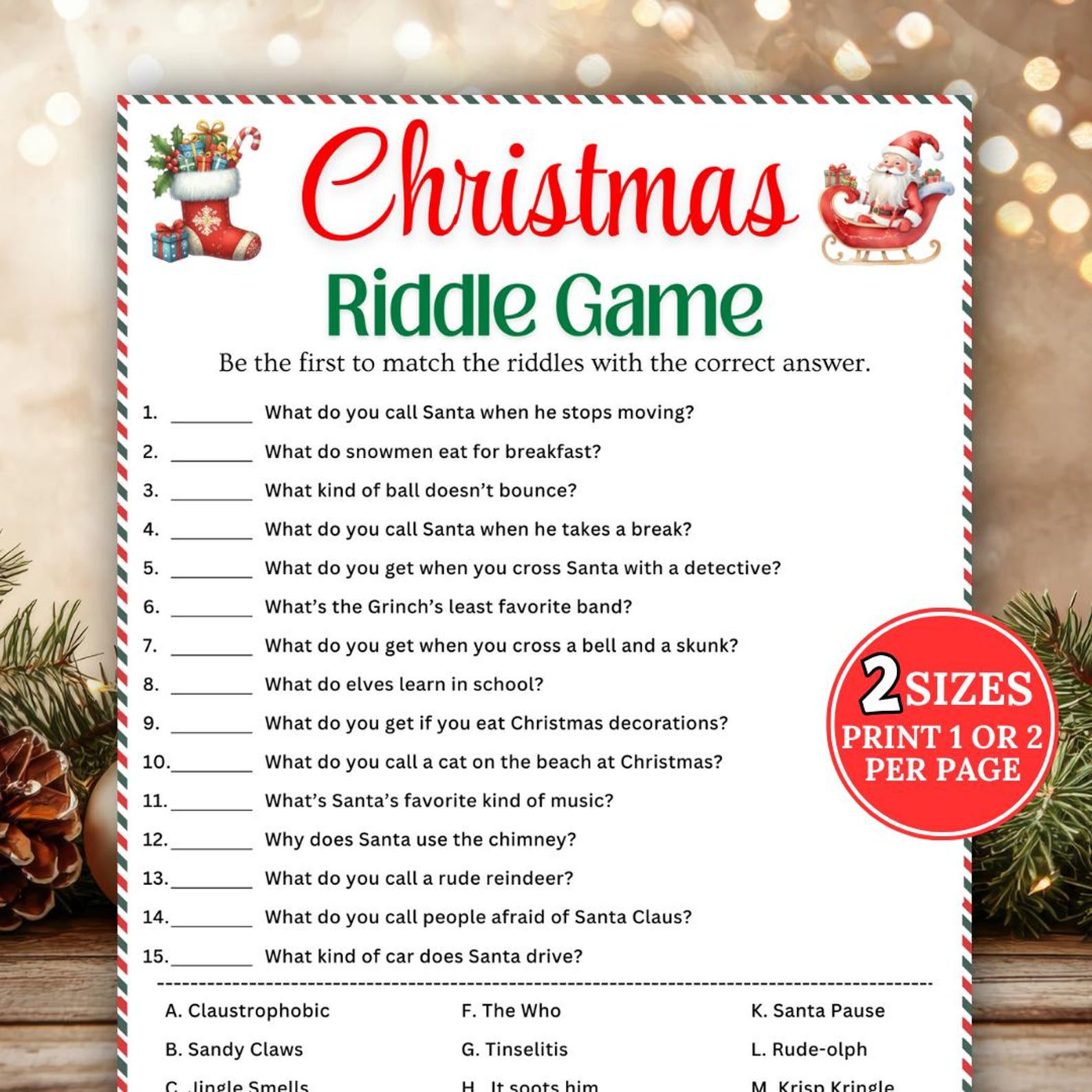 Christmas Riddles Game, Christmas Riddle Me This Game, Holiday Riddles ...