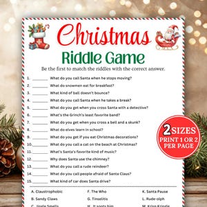 Christmas Riddles Game, Christmas Riddle Me This Game, Holiday Riddles ...