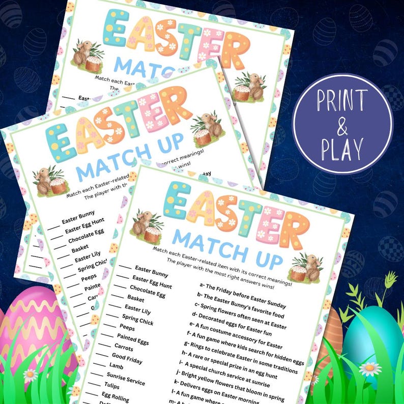 Easter Candy Match up Game, Easter Trivia Quiz, Printable Easter ...